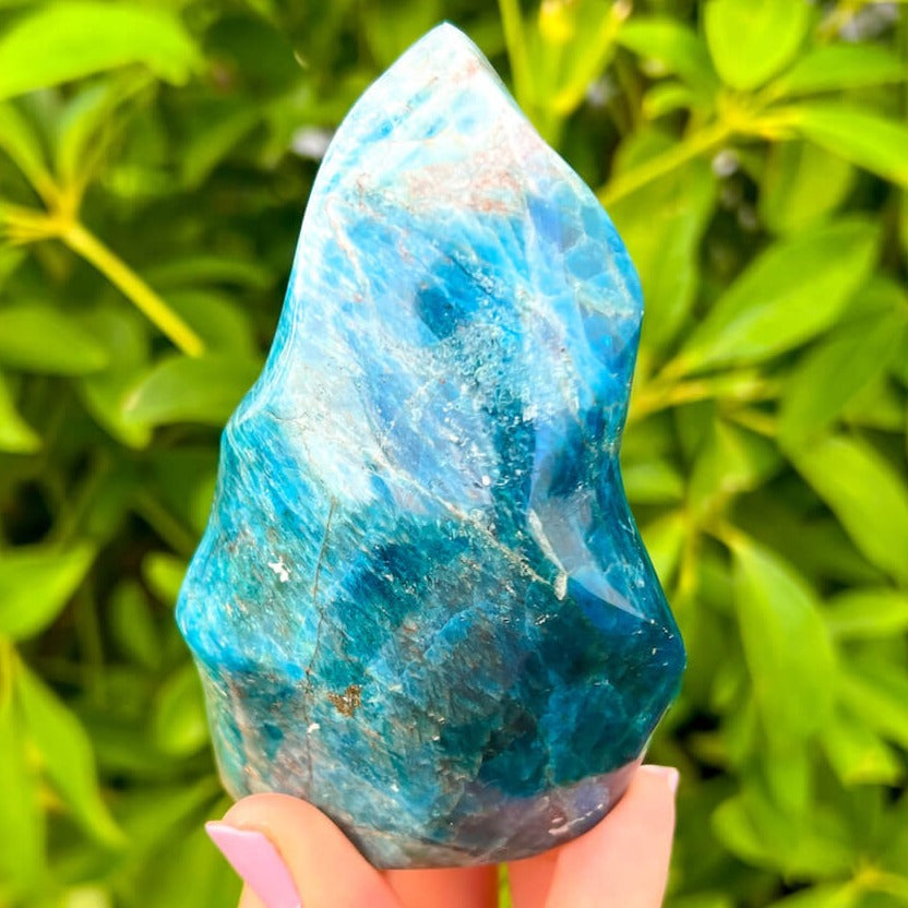 Blue Apatite Flame - Carved Apatite Free Form - Magic Crystals