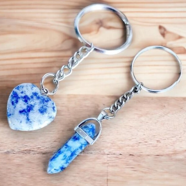 Blue Spot Jasper Natural Stone Keychain, Blue keychain, Magic Crystals
