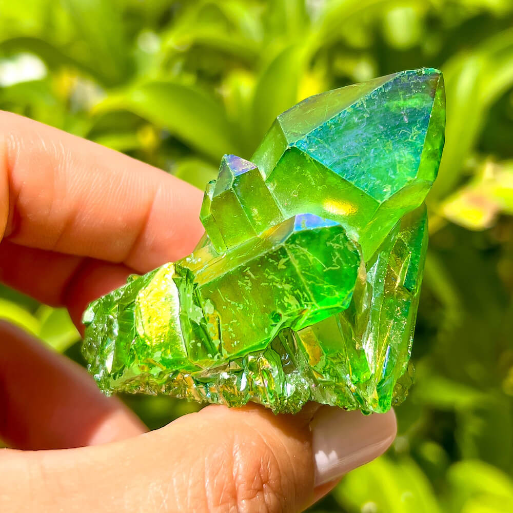 Dark Deep Green Aura Quartz Crystal Cluster – Magic Crystals