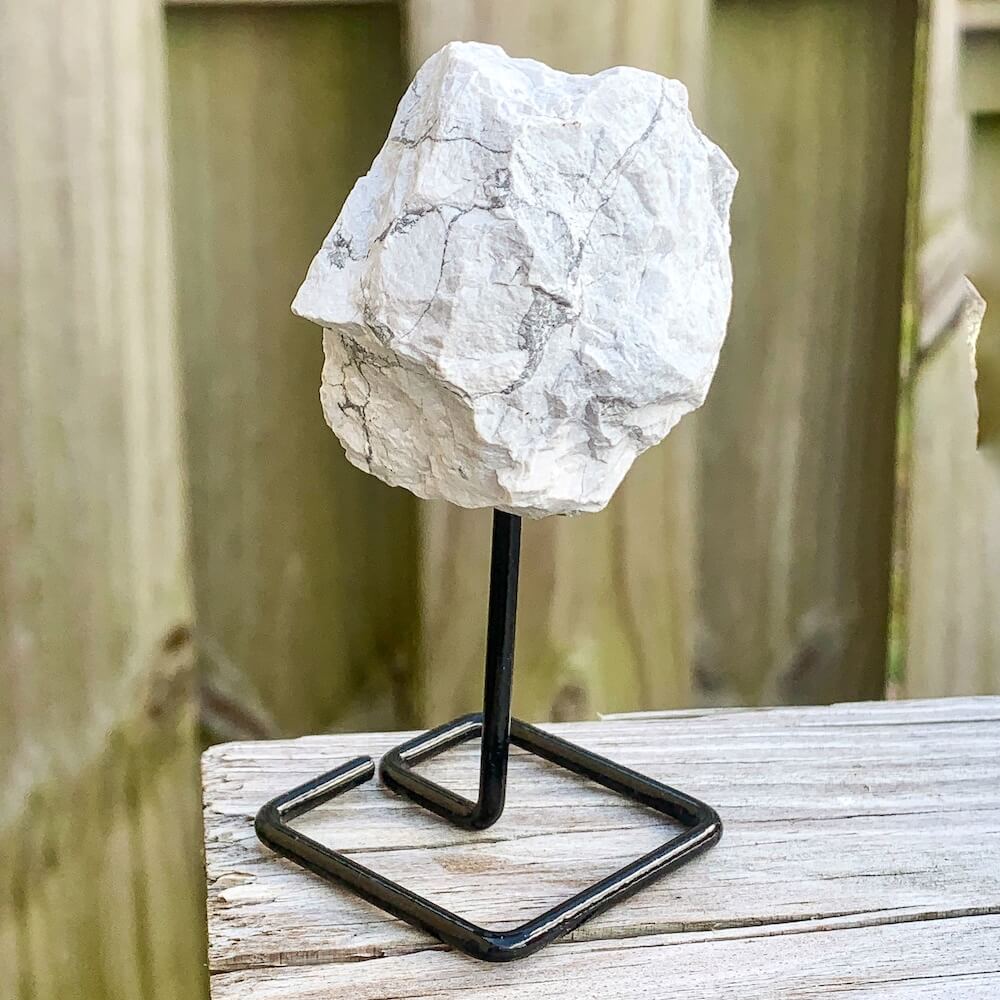 Rough Howlite Crystal on Stand for Calming & Decor | Magic Crystals