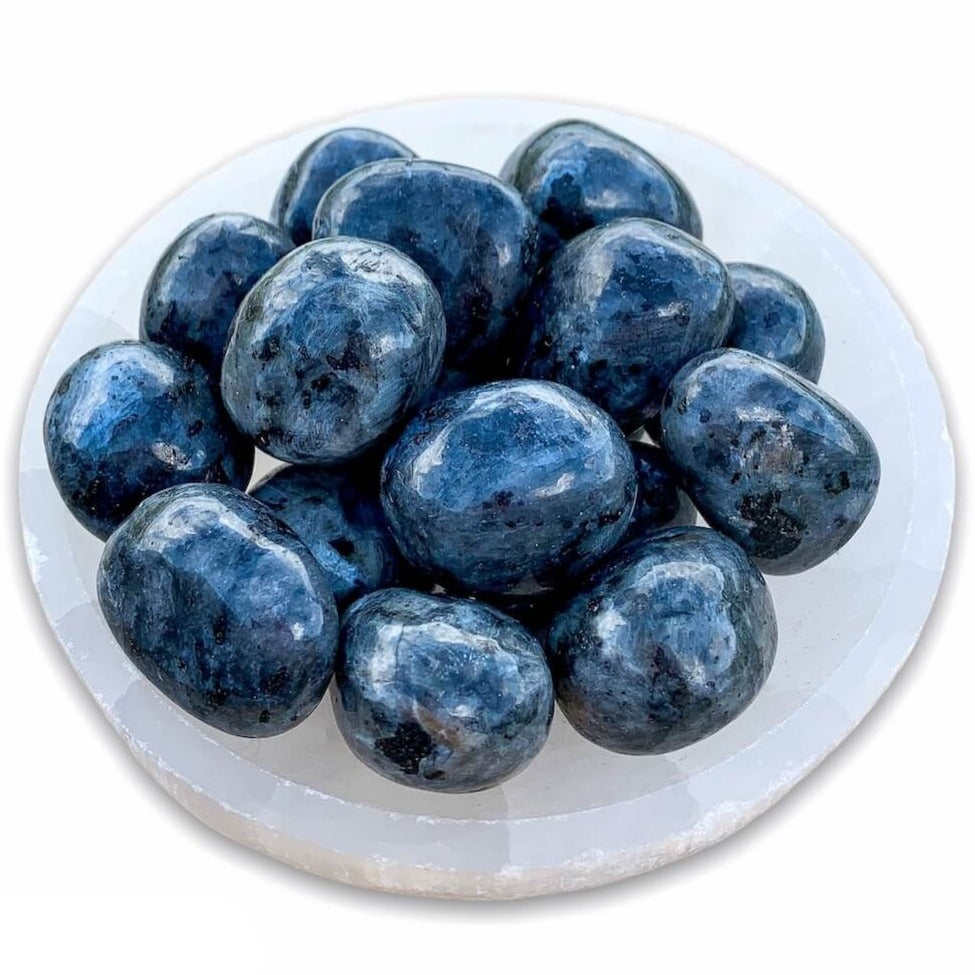 Larvikite Tumbled Stone - Black Labradorite - Magic Crystals