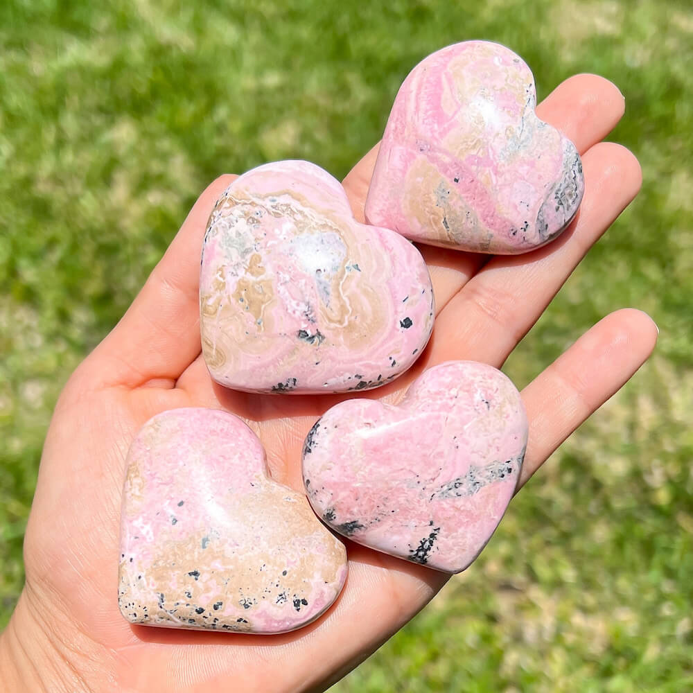 Pink Rhodonite heart, Peruvian Rhodonite Carved Heart, Magic Crystals