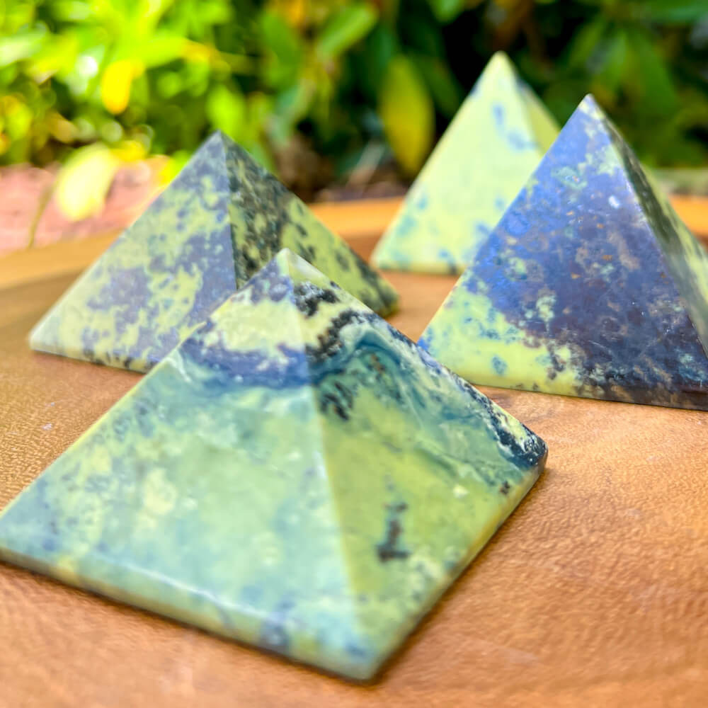 Green Peruvian Serpentine with Magnatite Pyramid - Magic Crystals
