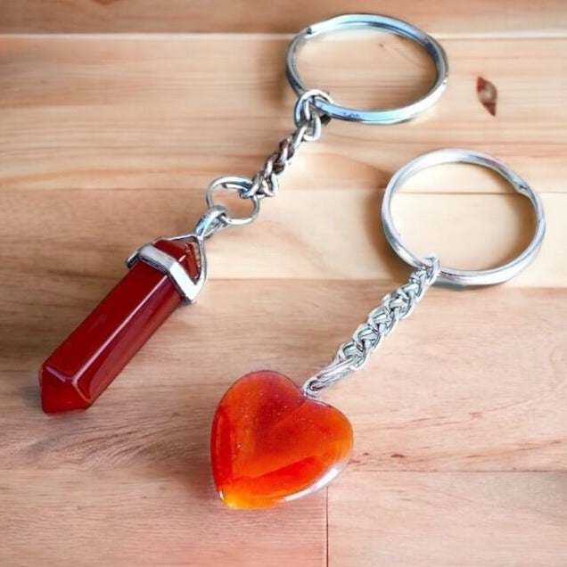 Red Agate Natural Stone Keychain - Red Agate Keychain - Magic Crystals