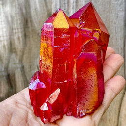 Ruby Aura Quartz Cluster 64 grams, Ruby Red Angel Aura- Magic Crystals