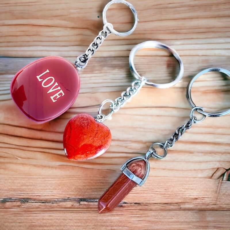 Red Jasper Natural Gemstone Keychain, Red Keychain - Magic Crystals