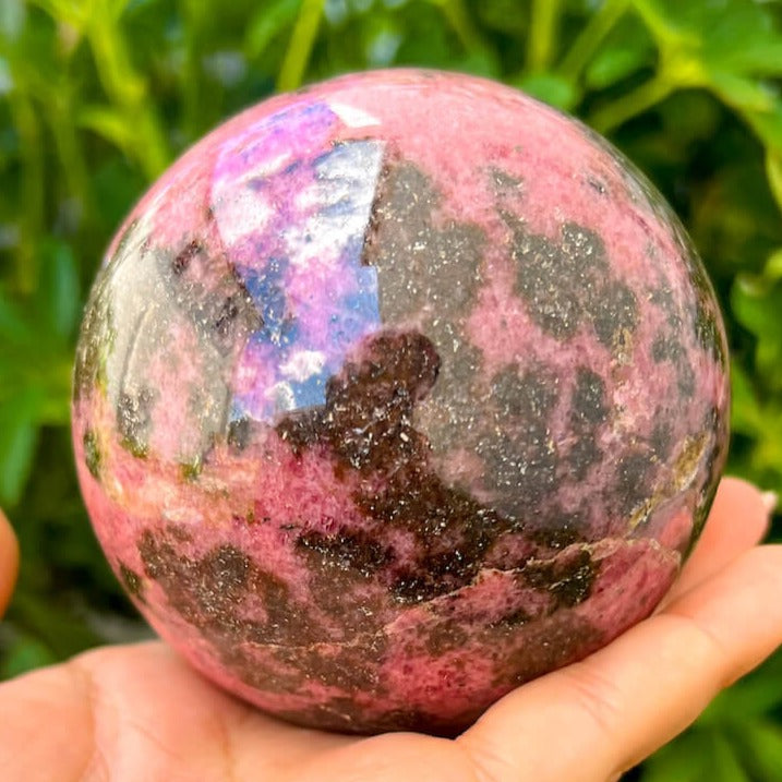Rhodonite Sphere - Rhodonite Carved Sphere - Magic Crystals