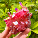 Ruby Aura Quartz Cluster 64 grams, Ruby Red Angel Aura- Magic Crystals