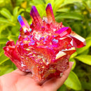 Ruby Aura Quartz Cluster 64 grams, Ruby Red Angel Aura- Magic Crystals