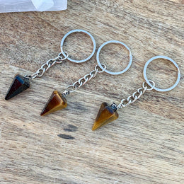 Tiger Eye Natural Stone Keychain - Crystal Keychain - Magic Crystals