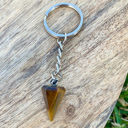 Tiger Eye Natural Stone Keychain - Crystal Keychain - Magic Crystals