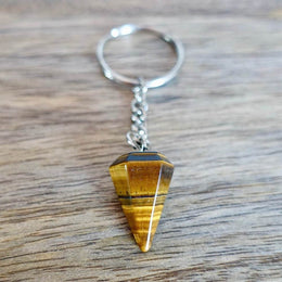 Tiger Eye Natural Stone Keychain - Crystal Keychain - Magic Crystals