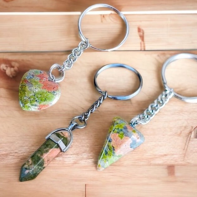 Unakite Natural Gemstone Keychain, Unakite Keychains, Magic Crystals