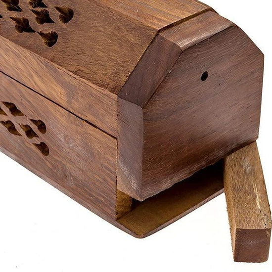 Handcrafted India Incense Burner, Wooden Box with Storage and incense ...